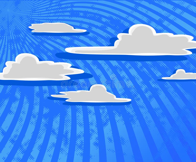 Cartoon Clouds with Blue Sky. Stock Vector - Illustration of stripes ...
