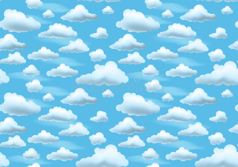Cartoon Clouds on Blue Sky. Seamless Pattern Stock Vector ...