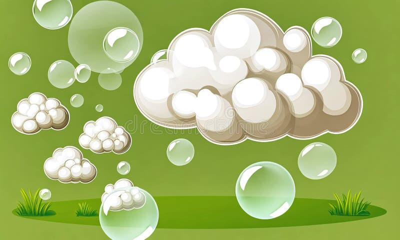 Cartoon Clouds and Bubbles on a Grassy Field Stock Footage - Video of design, digital: 366233172