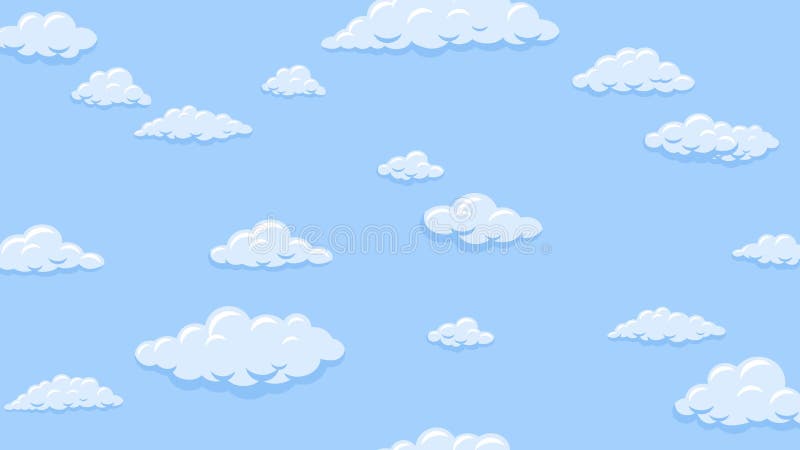 Cartoon Clouds Floating Vertically in the Blue Sky. Background Seamless ...