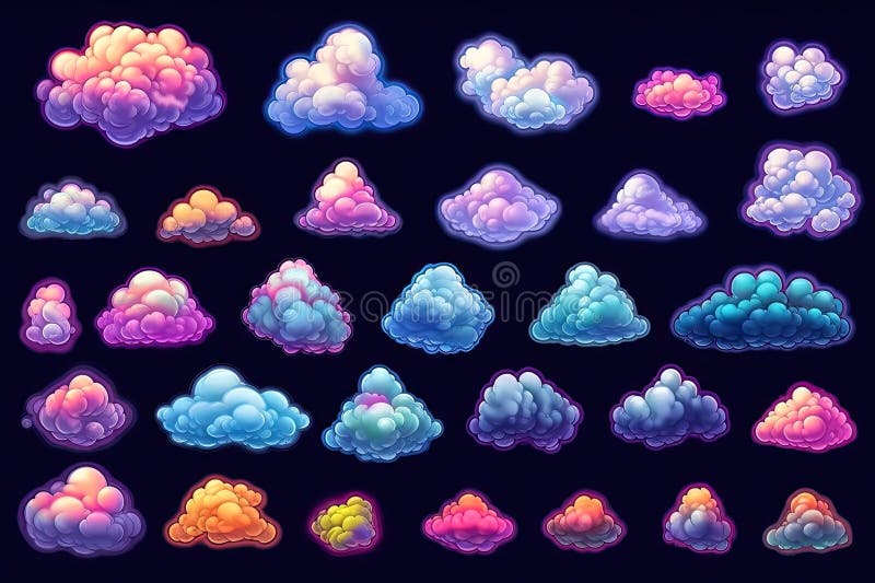 Cartoon Clouds in Rainbow Colors Stock Illustration - Illustration of ...