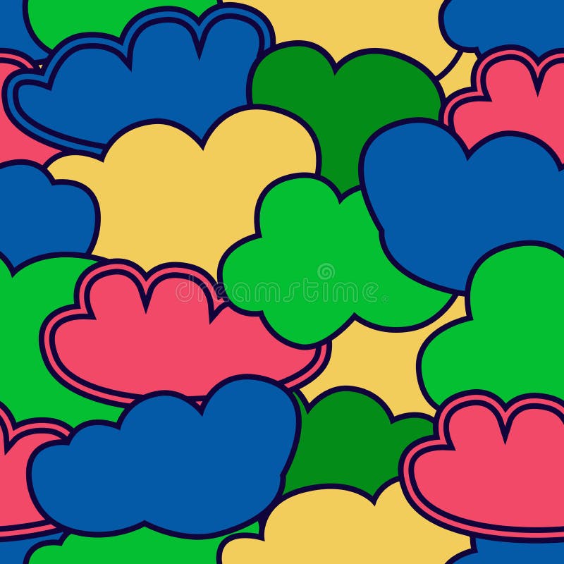 Cartoon Bright Colorful Clouds Seamless Pattern Stock Vector ...