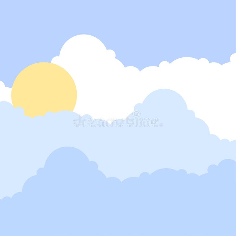 Cartoon Clouds Sun. Sunny Day Sky Scene Cartoon. Vector Illustration ...