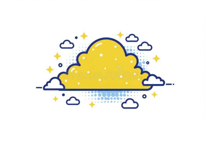 Cartoon Cloudscape Yellow Cloud with Sparkles Graphic Illustration ...