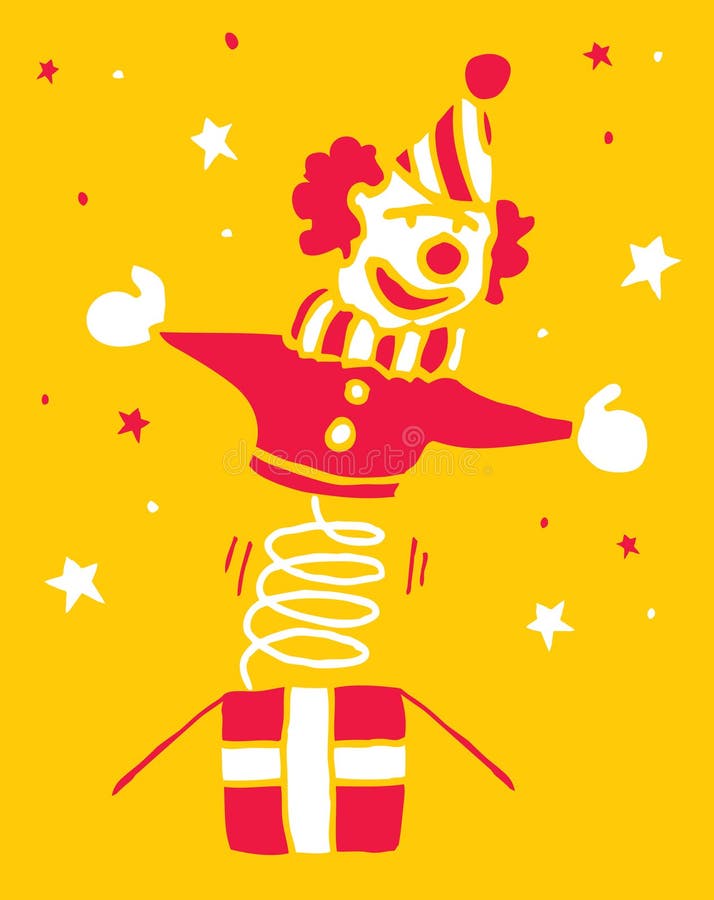 Cartoon Clown Coming Out of a Box Stock Vector - Illustration of ...