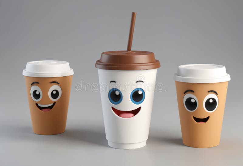 Cartoon Coffee Cup with a Smiling Face Stock Photo - Image of positive ...