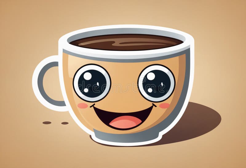 Cartoon Coffee Cup with a Smiling Face Stock Photo - Image of generated ...