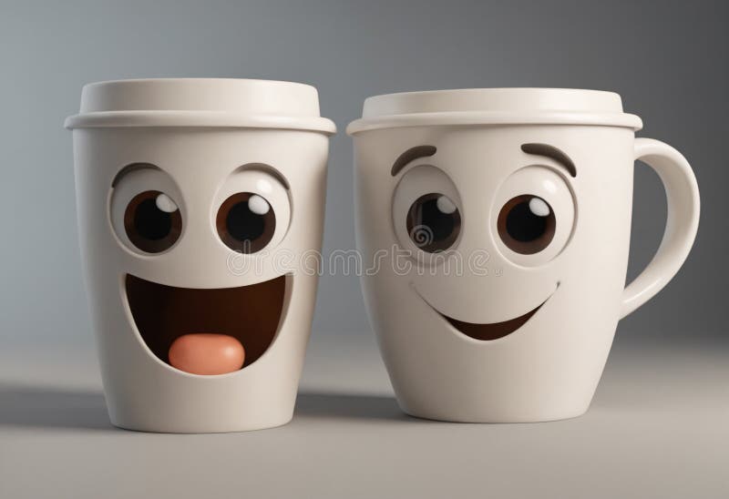 Cartoon Coffee Cup with a Smiling Face Stock Photo - Image of drink ...