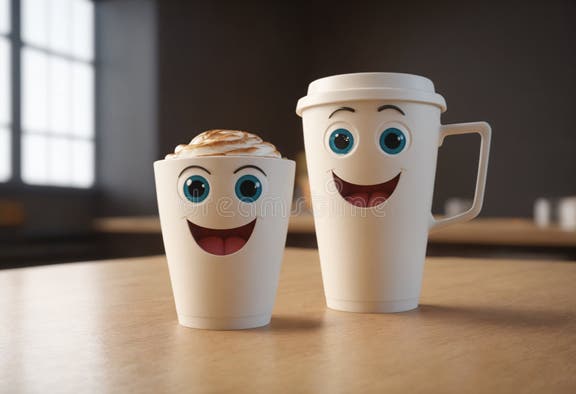 Cartoon Coffee Cup with a Smiling Face Stock Photo - Image of smiling ...