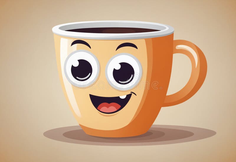 Cartoon Coffee Cup with a Smiling Face Stock Photo - Image of drink ...