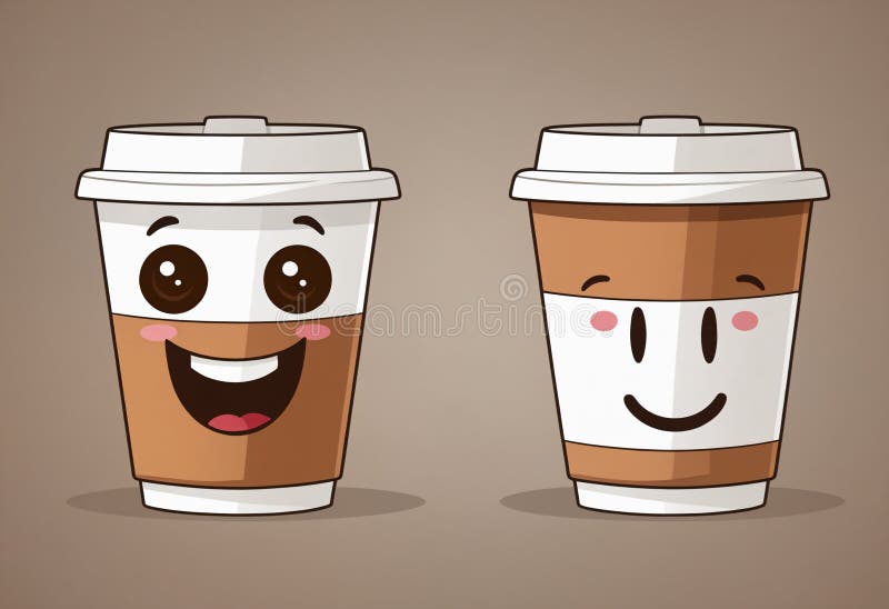 Cartoon Coffee Cup with a Smiling Face Stock Image - Image of design ...