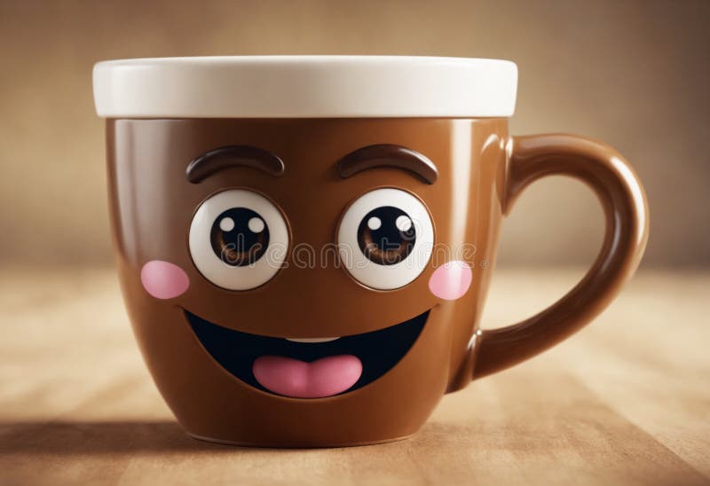 Cartoon Coffee Cup with a Smiling Face Stock Image - Image of drink ...