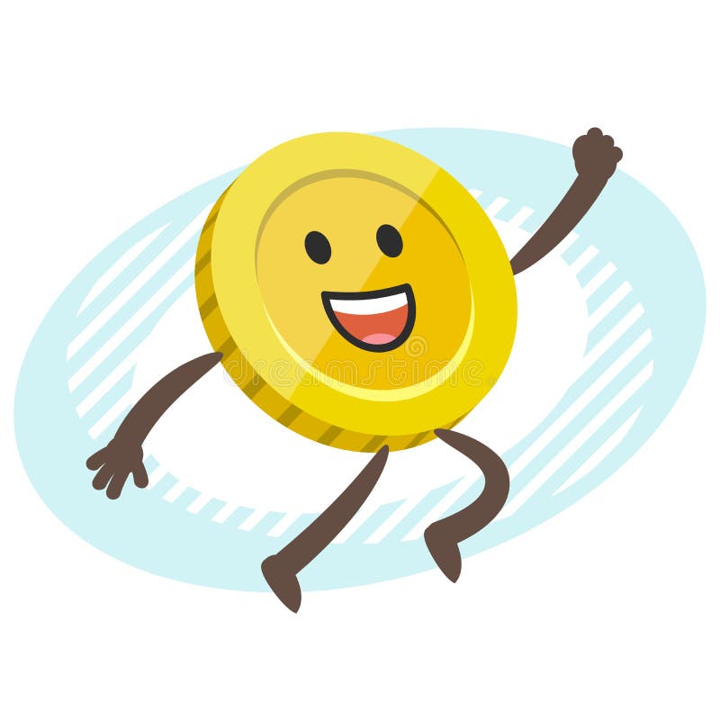 Cartoon Coin Character Explaining and Pointing Somewhere with His Hand ...