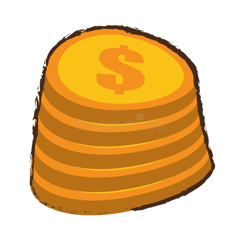 Cartoon Coin Pile Dollar Sketch Stock Vector - Illustration of bank ...