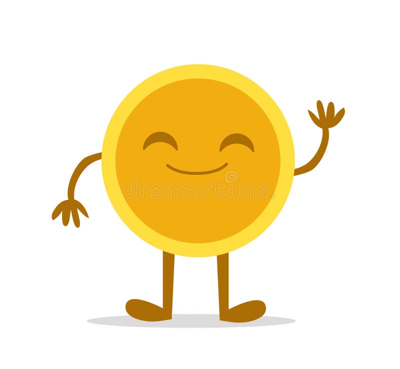 Cartoon Coin Character Joyfully Jumping Stock Vector - Illustration of ...
