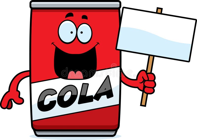 Cartoon Cola Can Sign stock vector. Illustration of soda - 47360892
