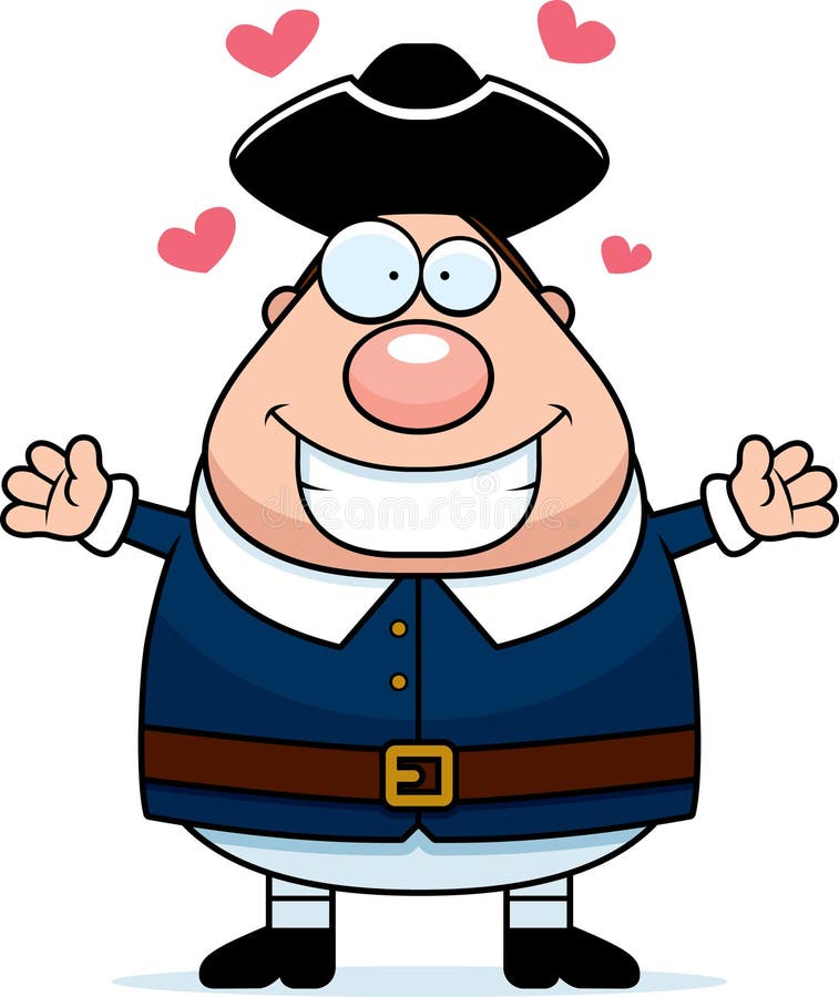 Cartoon Colonial Man Hug stock vector. Illustration of colonial - 51208003