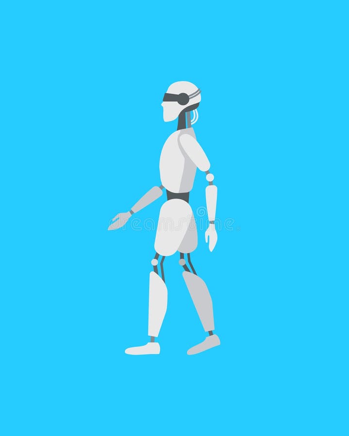 Cartoon Color Android Robot on a Blue. Vector Stock Vector ...