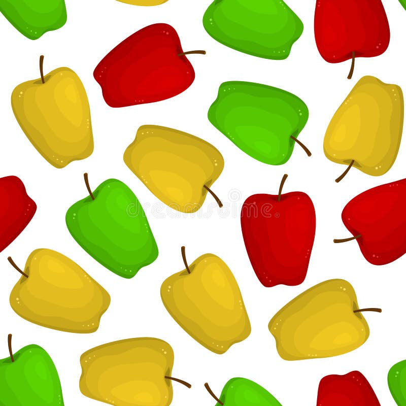 Cartoon Color Apple Seamless Pattern Background. Vector Stock Vector ...