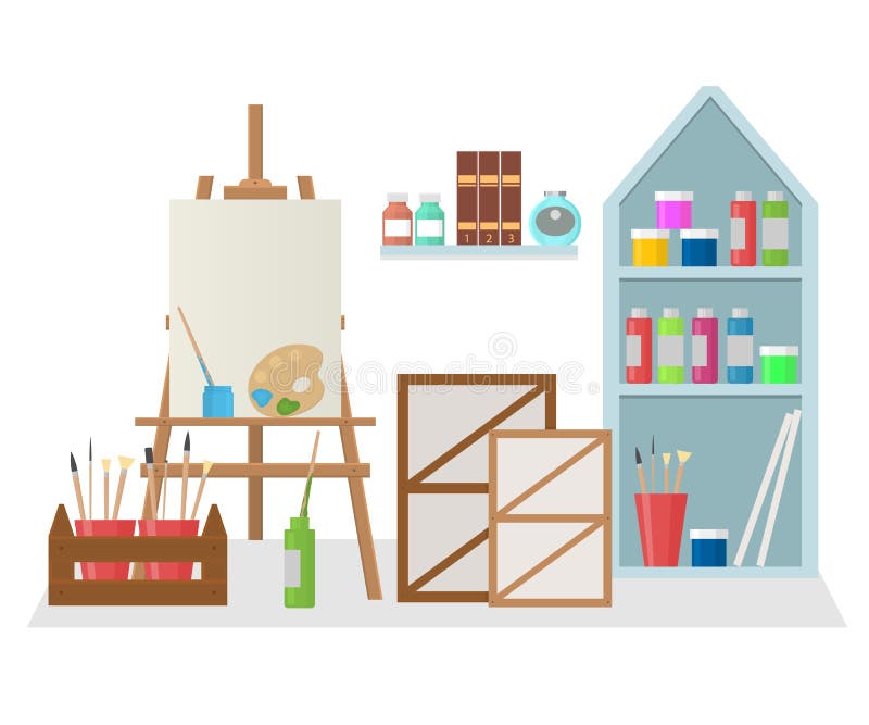 Art Studio Design Interior Colorful Vector Illustration. Stock Vector ...