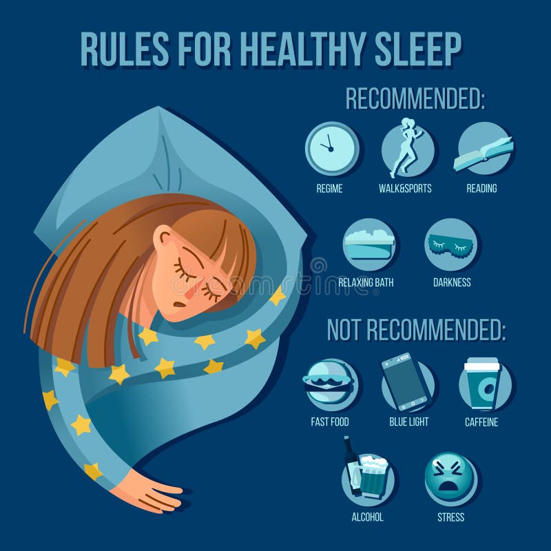 Cartoon Color Character Person Female And Healthy Sleep Tips Concept