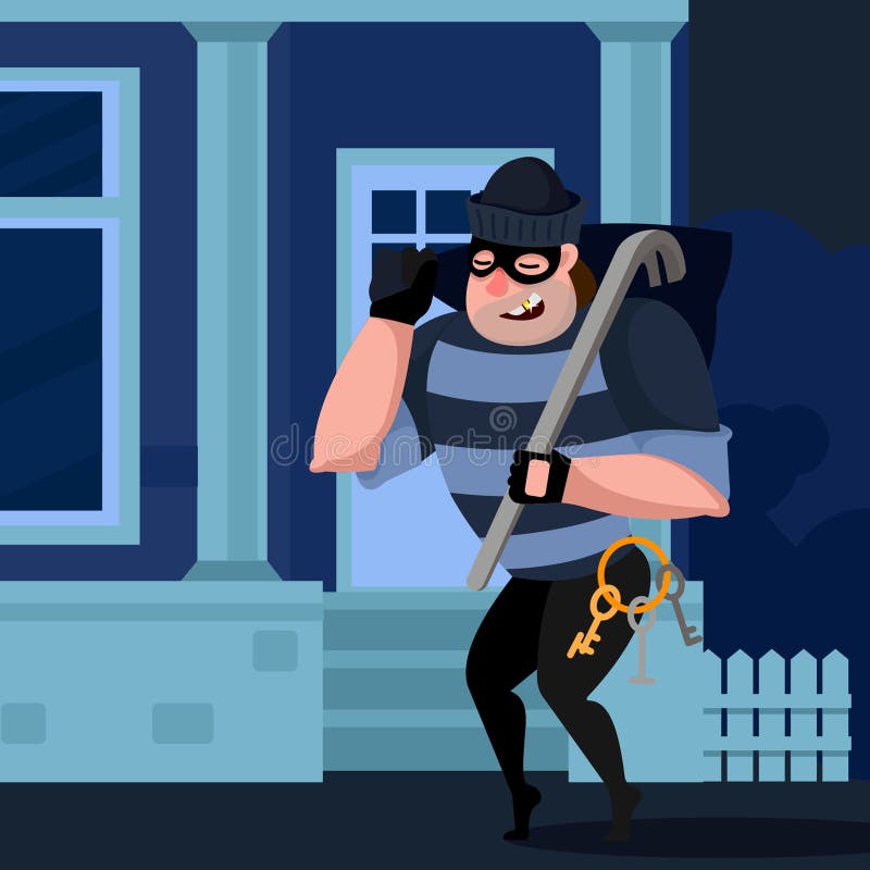 Cartoon Color Character Person Thief Sneaks into the House Concept ... Cartoon Color Character Person Thief Sneaks into the House Concept ...