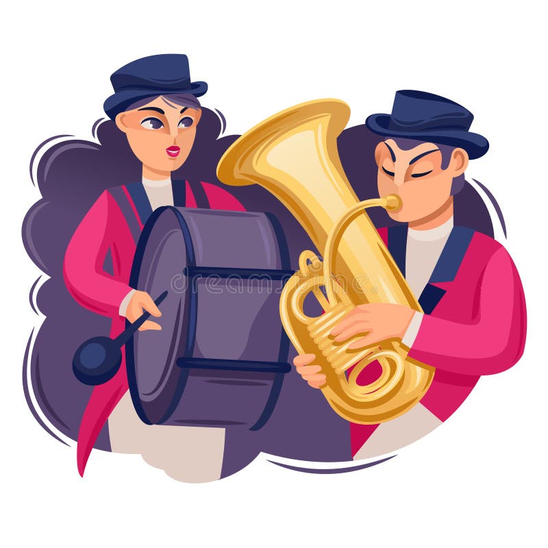 Cartoon Color Characters People and Band Parade Concept. Vector Stock ... Cartoon Color Characters People and Band Parade Concept. Vector Stock ...