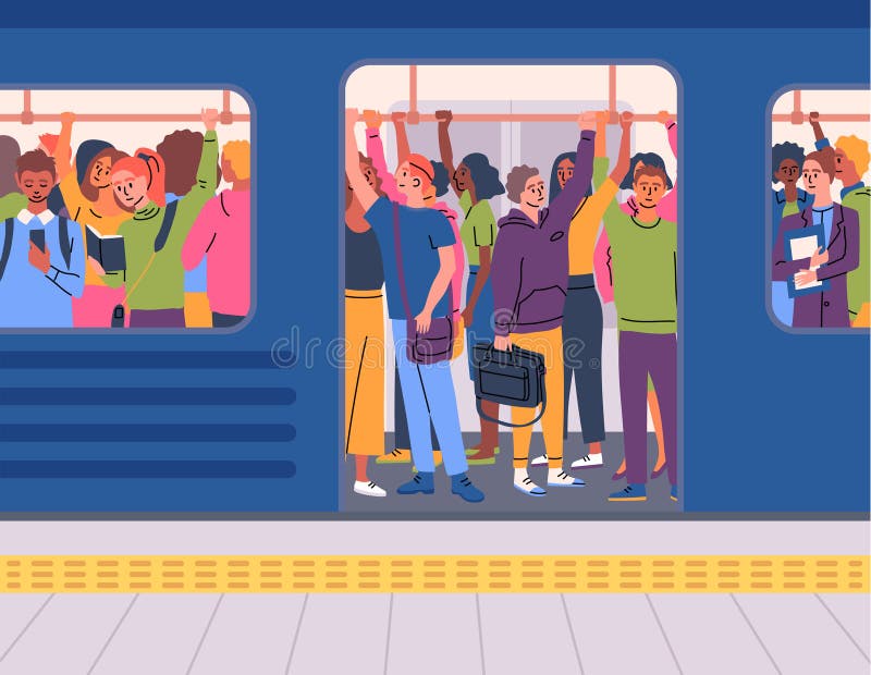 Cartoon Color Characters People Standing Inside Crowded Subway Train ... Cartoon Color Characters People Standing Inside Crowded Subway Train ...