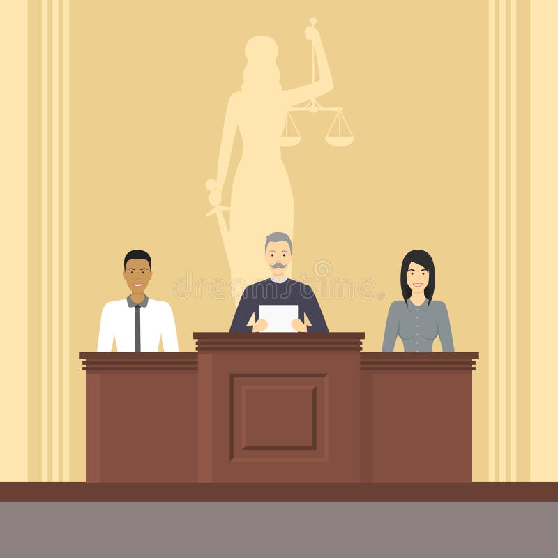 Cartoon Color Court Building Inside Interior with People. Vector Stock ...