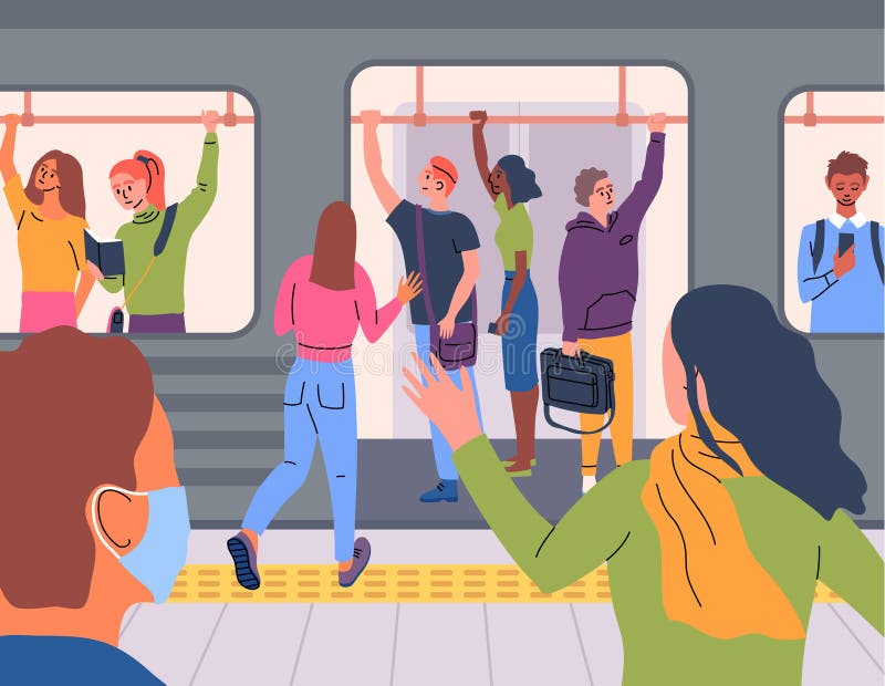 Cartoon Color Different Characters People and Subway Train Concept ... Cartoon Color Different Characters People and Subway Train Concept ...