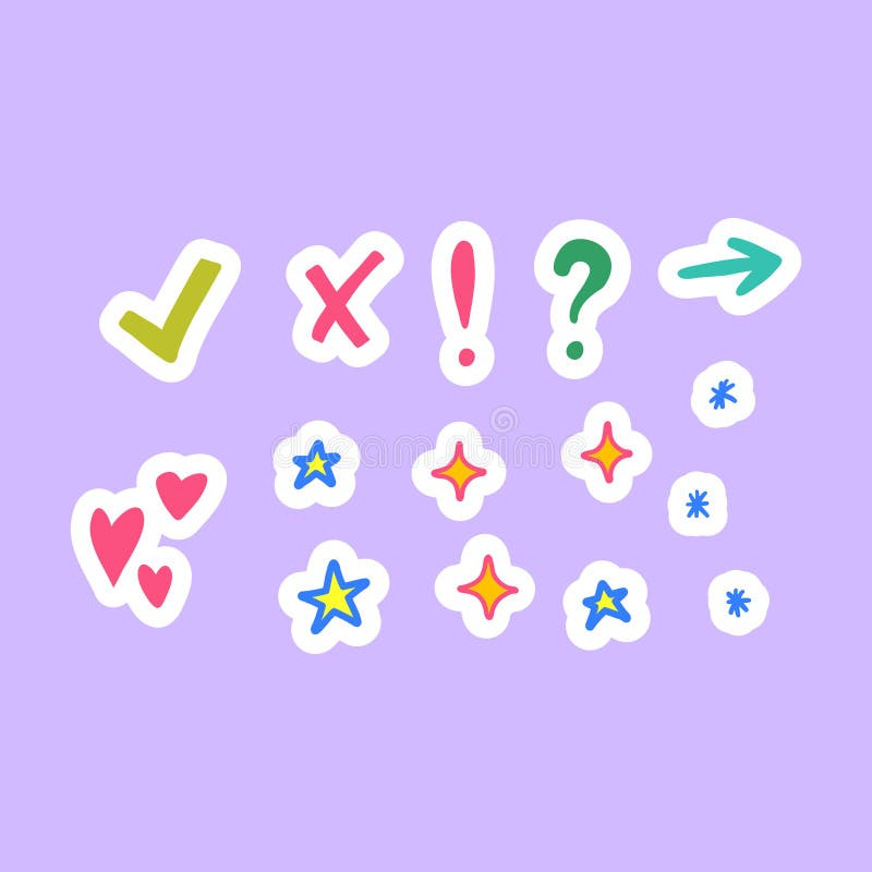 Cartoon Color Different Diary Stickers Journal Planner Set. Vector ...