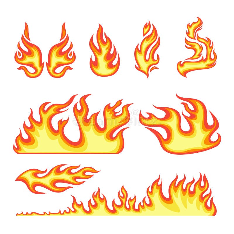 Cartoon Color Different Fire Element Set. Vector Stock Vector ...