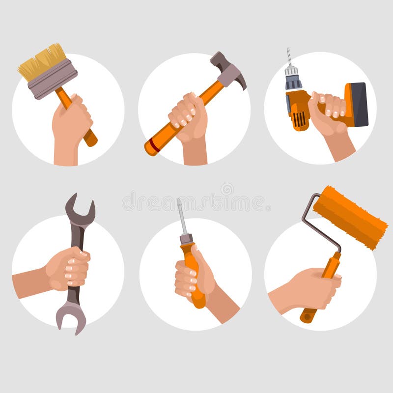 Cartoon Hand - Holding Hammer - Vector Illustration Stock Vector ...