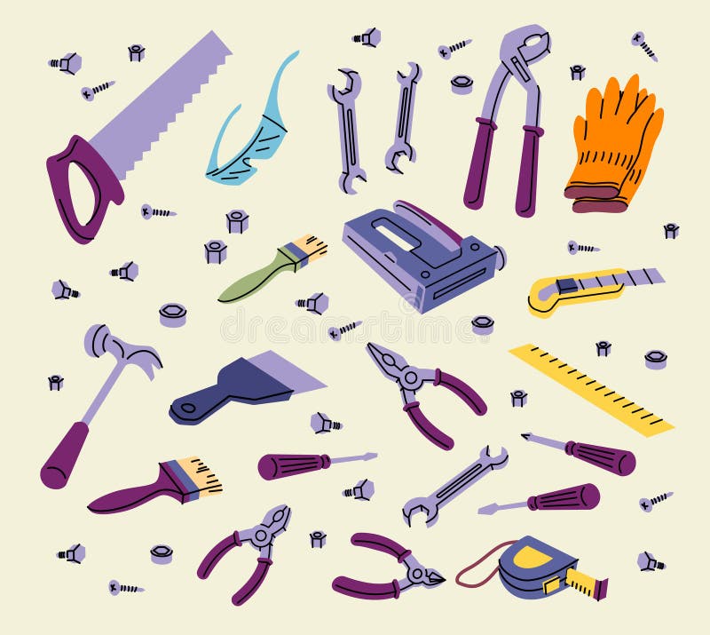 Cartoon Home Repair Instruments Illustration Stock Illustrations – 385 ...