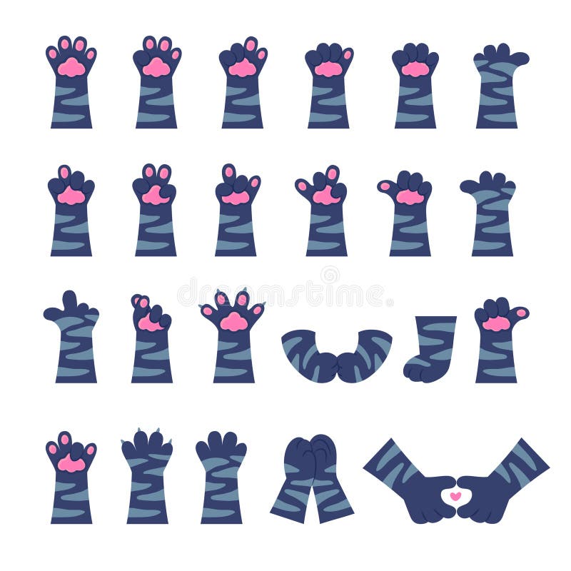 Cartoon Color Different Types of Paws Gestures Set. Vector Stock Vector ... Cartoon Color Different Types of Paws Gestures Set. Vector Stock Vector ...