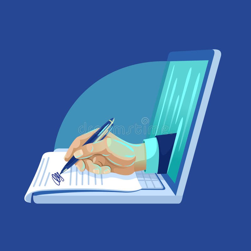 Cartoon Color Electronic Signature Concept. Vector Stock Vector ...