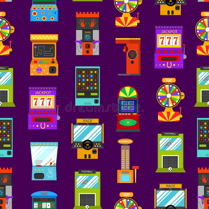 Cartoon Color Game Machine Seamless Pattern Background. Vector Stock ...