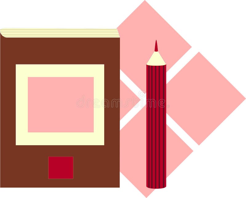 Cartoon Color Notebook with Red Pencil Stock Vector - Illustration of ...