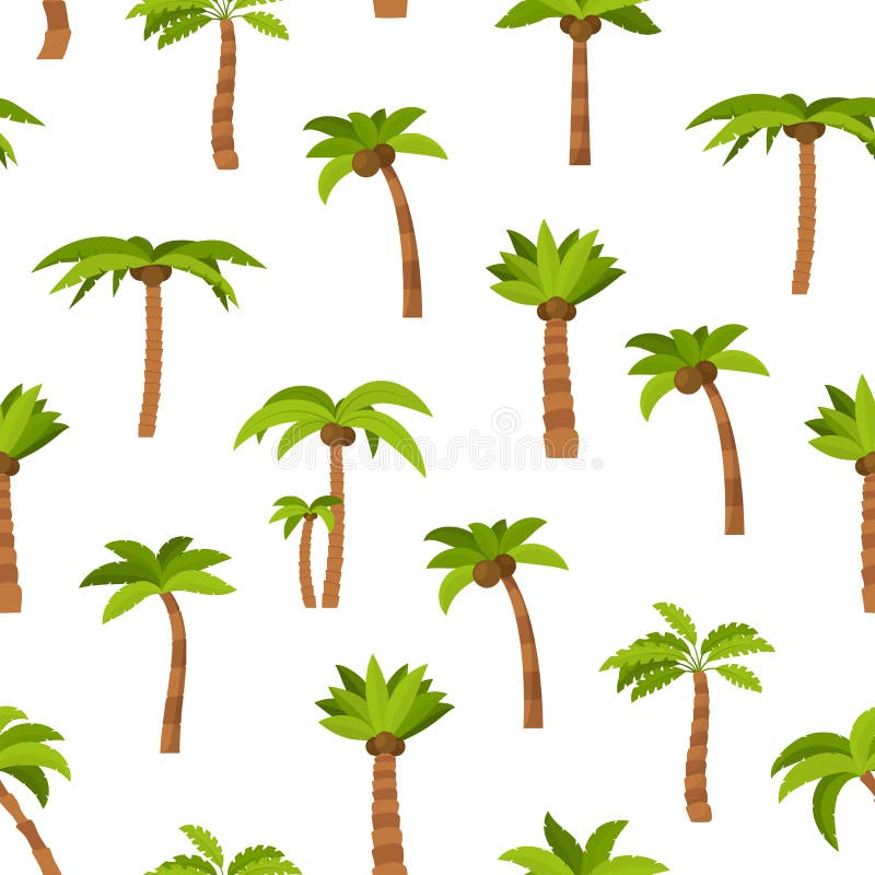 Cartoon Color Palma Tree Seamless Pattern Background. Vector Stock ...