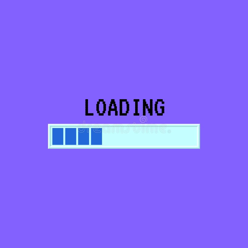 Cartoon Color Pixel Progress Loading Bar Sign UI Button. Vector Stock ...