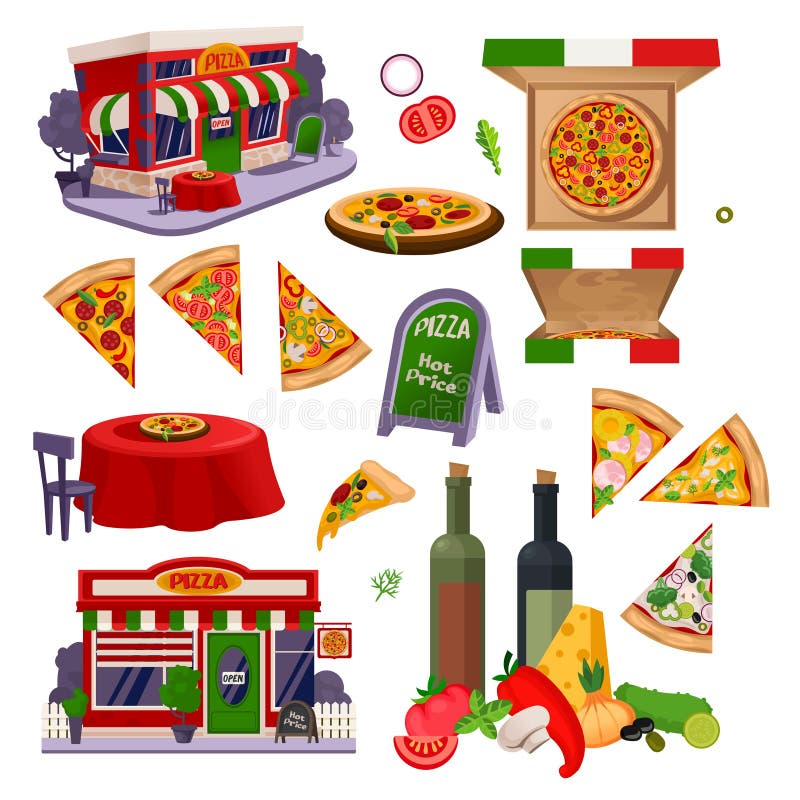 Cartoon Color Pizza Making Icons Set. Vector Stock Vector ...