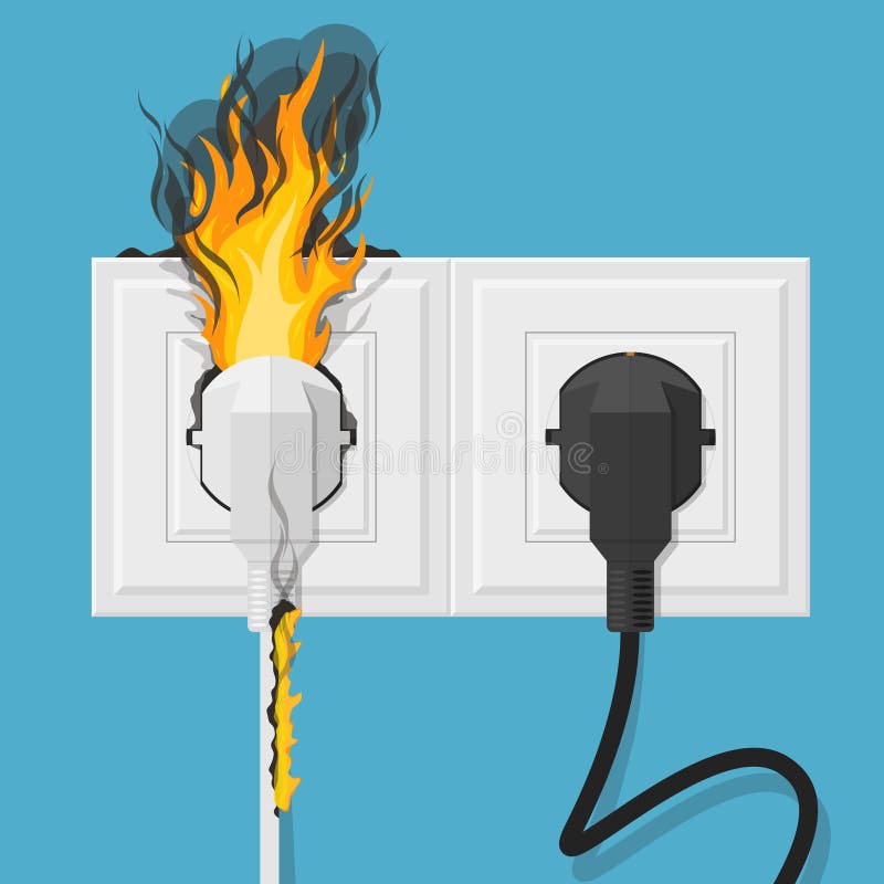 Cartoon Color Plug on Fire and Normal. Vector Stock Vector ...