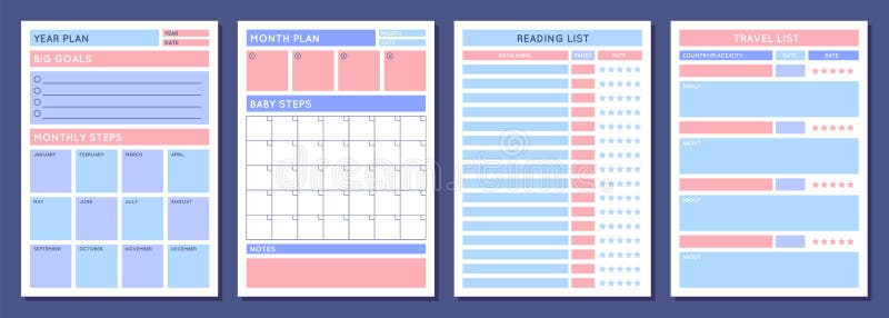 Cartoon Color Priorities Planners Schedule Concept Set. Vector Stock ...