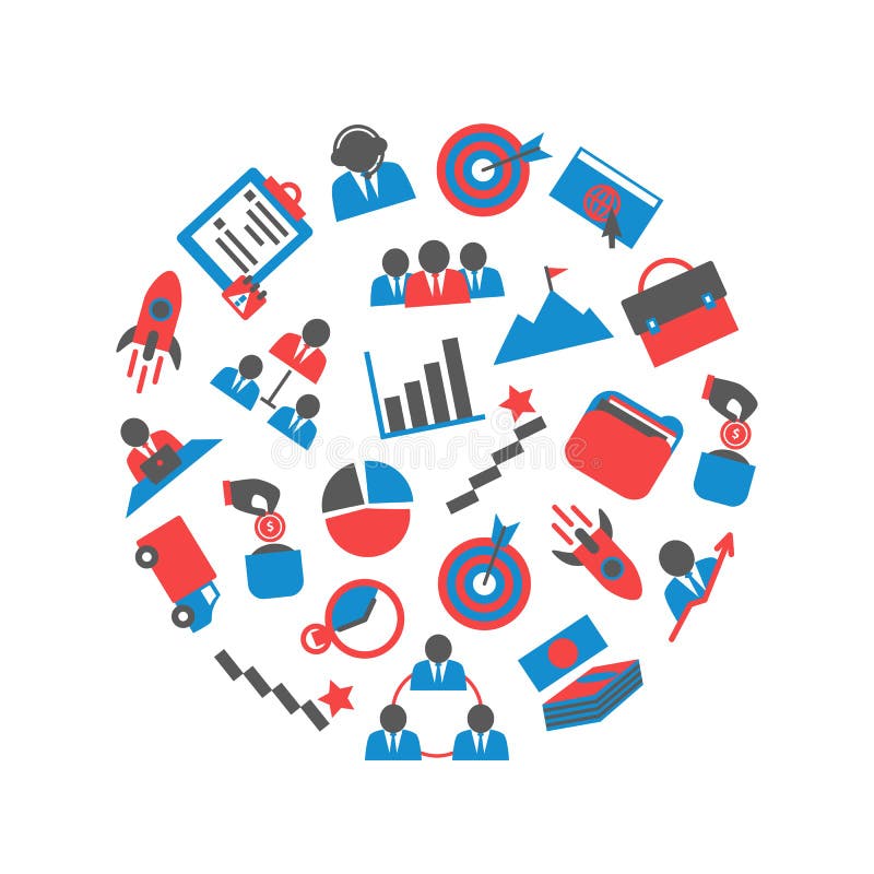 Cartoon Color Project Management Round Design Template Ad. Vector Stock ...