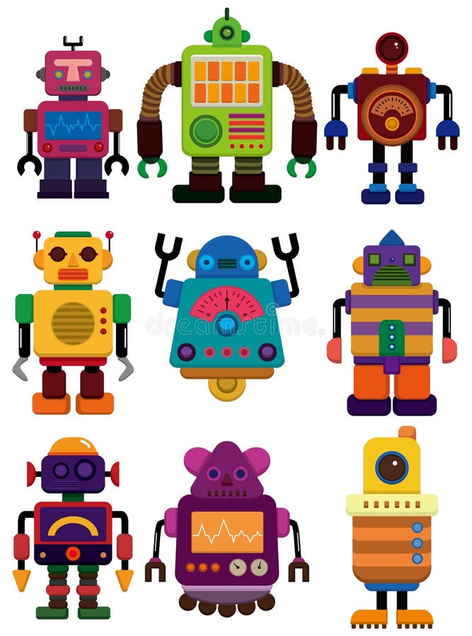Cartoon color robot icon stock vector. Illustration of doodle - 18552195