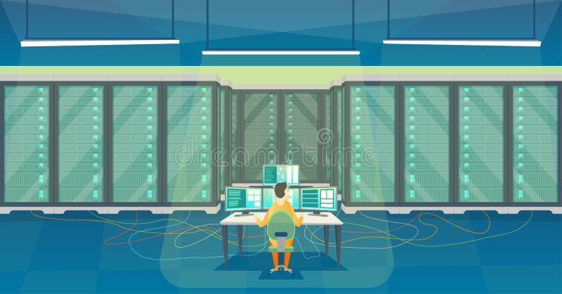 Cartoon Color Server Room Inside Interior. Vector Stock Vector ...