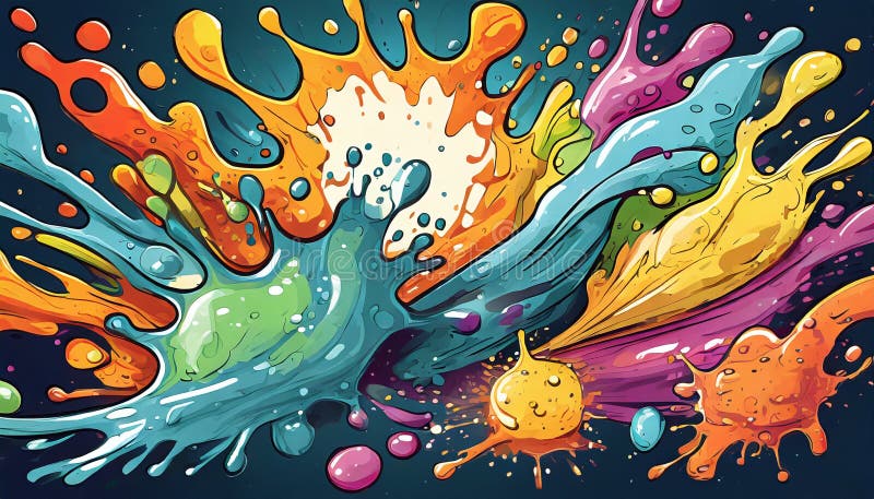 Cartoon color splashes stock illustration. Illustration of decorative ...