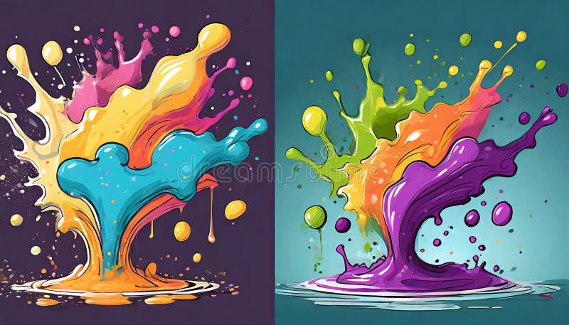 Cartoon color splashes stock illustration. Illustration of decorative ...