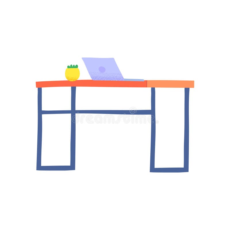 Cartoon Color Table with Laptop Concept. Vector Stock Vector ...