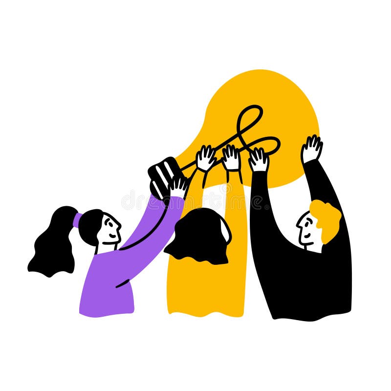 Cartoon Color Teamwork Concept with Characters People. Vector Stock ...